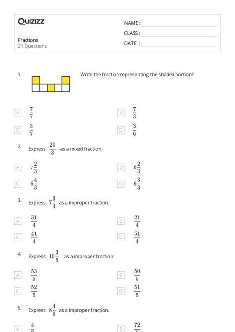50 Fractions Worksheets For 6th Class On Quizizz Free And Printable