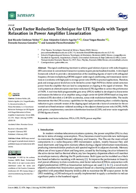 Pdf A Crest Factor Reduction Technique For Lte Signals With Target