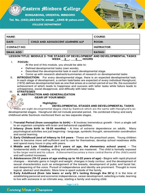 Module 2 Pdf Adolescence Developmental Psychology