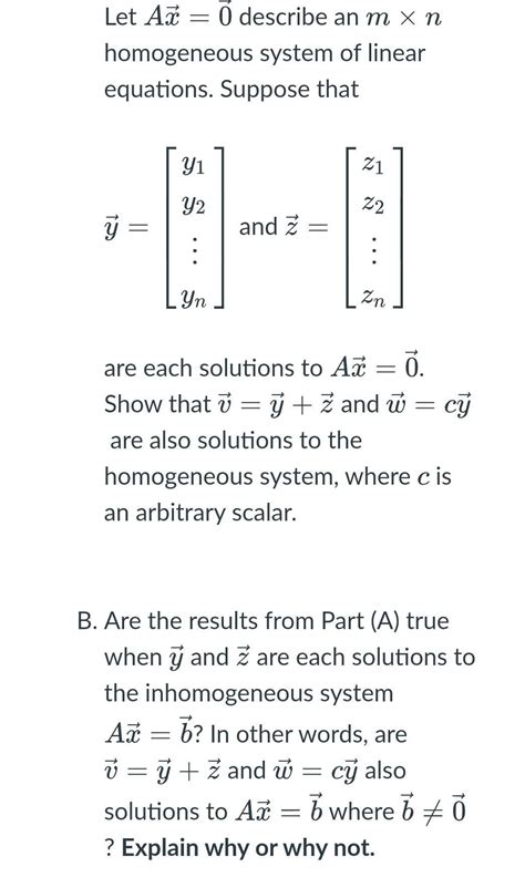 Solved Let Ax 0 Describe An M N Homogeneous Sy SolutionInn
