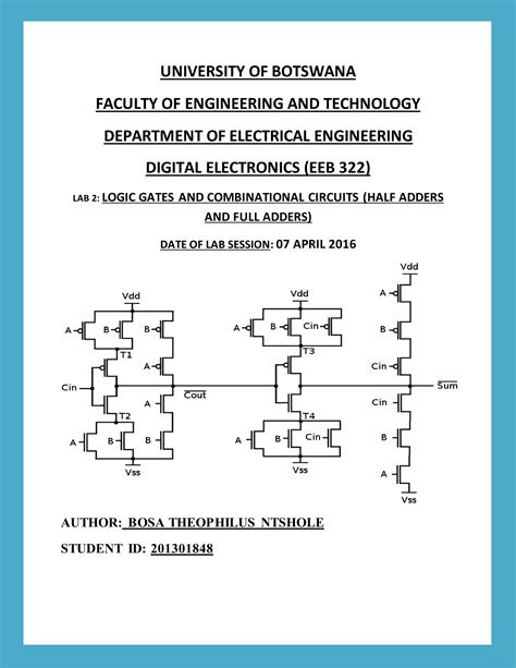 Digital Electronics Half Adders And Full Adders Docx