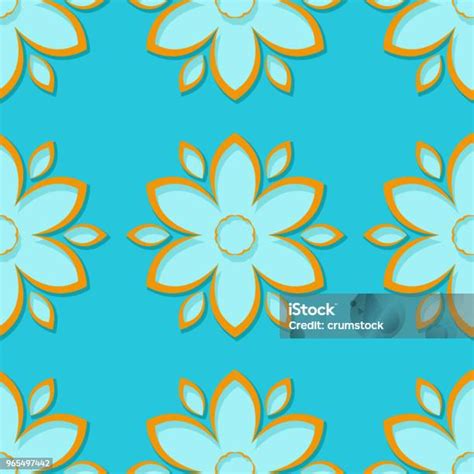 3d 꽃 블루와 오렌지 요소와 원활한 배경 0명에 대한 스톡 벡터 아트 및 기타 이미지 0명 3차원 형태 그림자 Istock