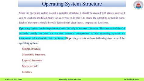 Structure Of Operating System PPT