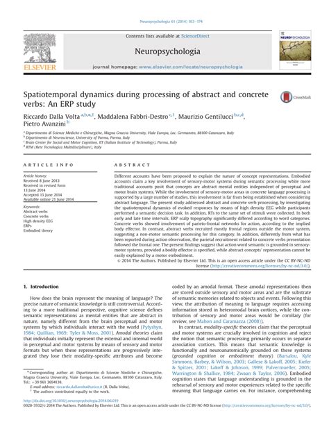 Pdf Spatiotemporal Dynamics During Processing Of Abstract And