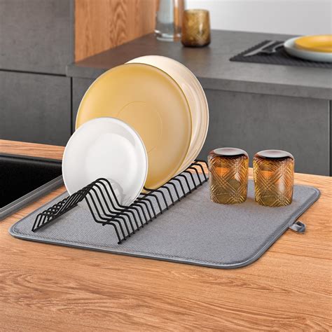 Сушилник за чинии С микрофибърна подложка за оттичане Черен Emag Bg