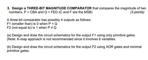 Design A THREE BIT MAGNITUDE COMPARATOR That Chegg