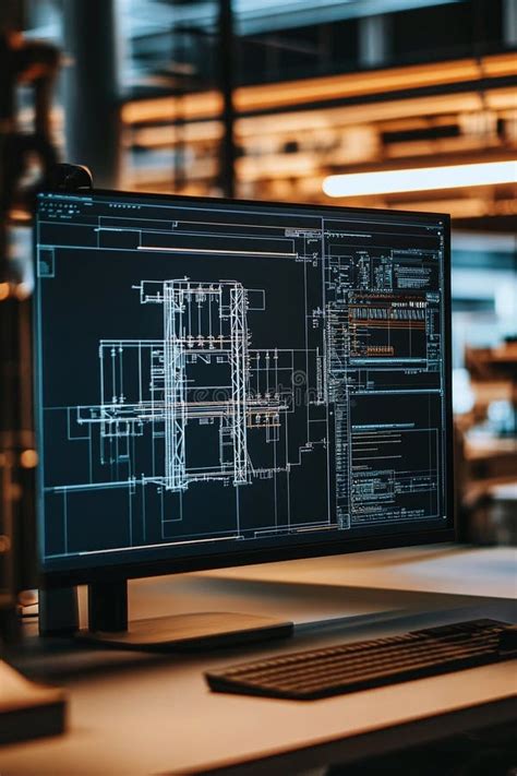 Cad Design Of An Offshore Wind Power Grid Displayed On A Large Monitor In A Tech Workspace