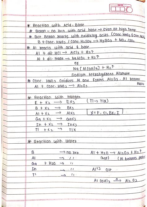P Block Elements 1 Chemistry Handwritten Notes PDF