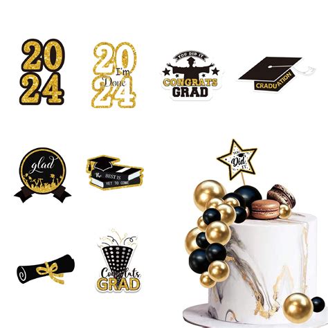 Linnyunggg 2024 Graduation Centerpieces 36pc Black And Gold Table Decor