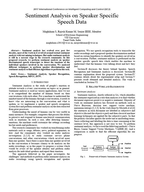 Sentiment Analysis On Speaker Specific Speech Data Pdf