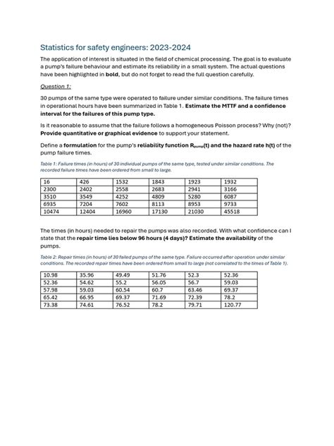 Statistics For Safety Engineers Exam Preparation 23 24 Pdf