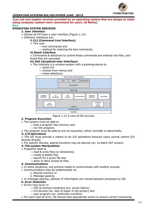 VTU TH SEM CSE OPERATING SYSTEMS SOLVED PAPERS PDF