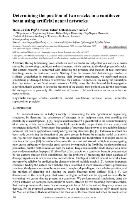 Pdf Determining The Position Of Two Cracks In A Cantilever Beam Using Artificial Neural Networks
