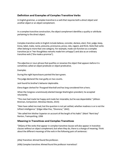 Definition And Examples Of Complex Transitive Verb 240509 182216 Pdf Predicate Grammar