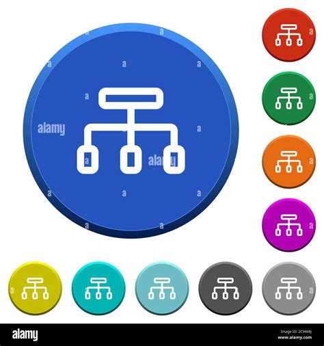 Connect Round Color Beveled Buttons With Smooth Surfaces And Flat White