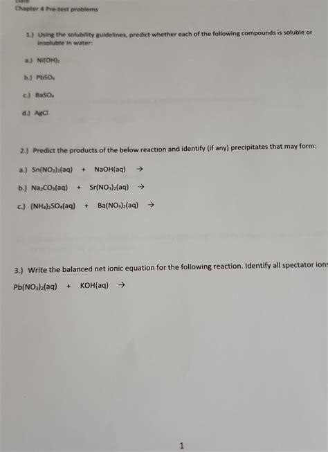Solved Using The Solubility Guidelines Predict Whether Chegg