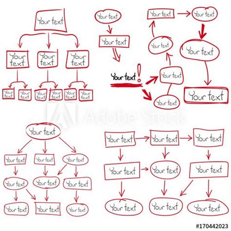 Hand Drawn Blank Hierarchy Diagram Flow Chart Vector
