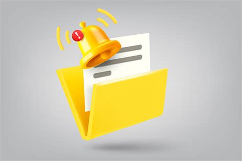 종이 문서와 알림 벨이 있는 폴더 3d 벡터 일러스트 레이 션 3차원 형태에 대한 스톡 벡터 아트 및 기타 이미지 3차원 형태 느낌표 동작 활동 Istock