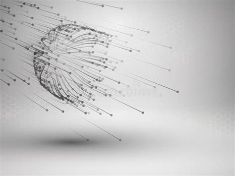 Sphere With Connected Lines And Dots Wireframe Mesh Motion Element Connection Concept