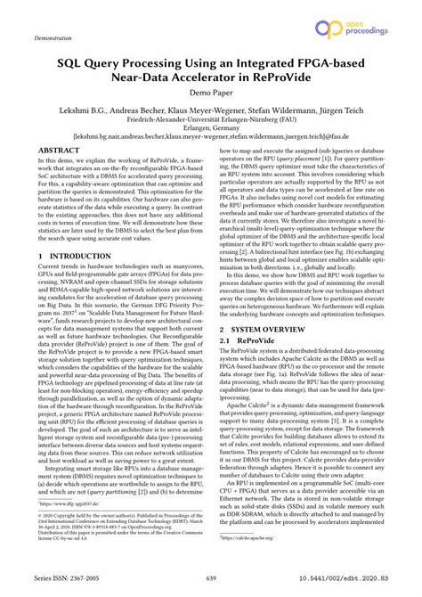 Pdf Sql Ery Processing Using An Integrated Fpga Based Near · Apache Calcite 2 Is A Dynamic
