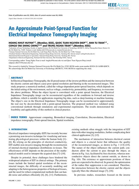 Pdf An Approximate Point Spread Function For Electrical Impedance