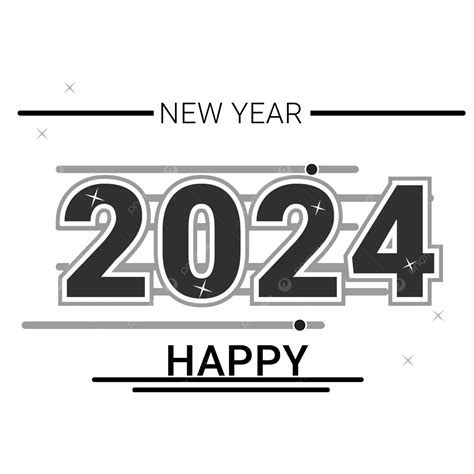 2024 New Year Monochrome Vector Icon Monochrome 2024 New Year 2024