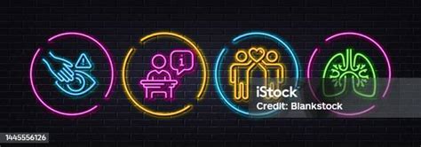 건드리지 마세요 연단과 친구들은 최소한의 라인 아이콘을 결합합니다 웹 응용 프로그램 인쇄용 네온 레이저 3d 조명 벡터 결핵균에 대한 스톡 벡터 아트 및 기타 이미지