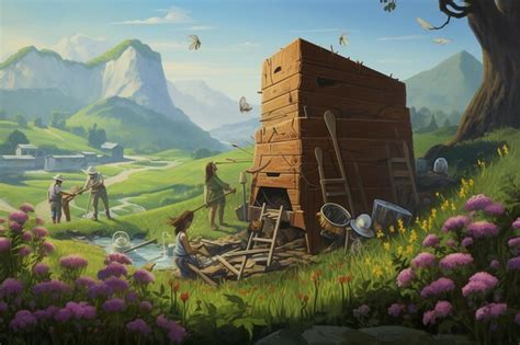 Premium Photo Collaborative Construction Workers Building Wooden