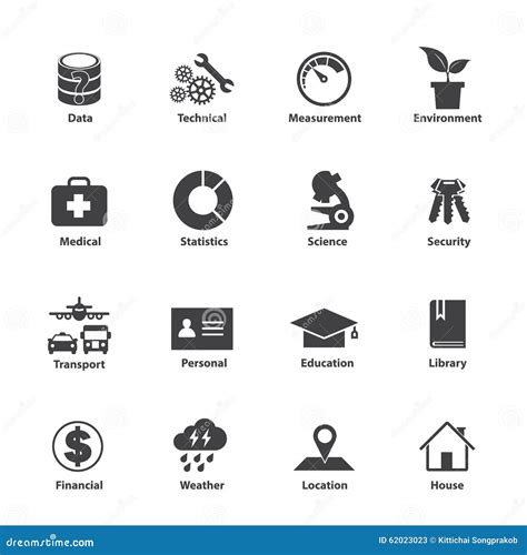 Data Type Icon Set Different Kinds Of Data Stock Vector Illustration