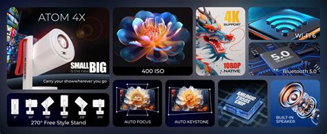 E GATE Atom 4X | Android 13 Fully Automatic Projector | 1080p Native ...