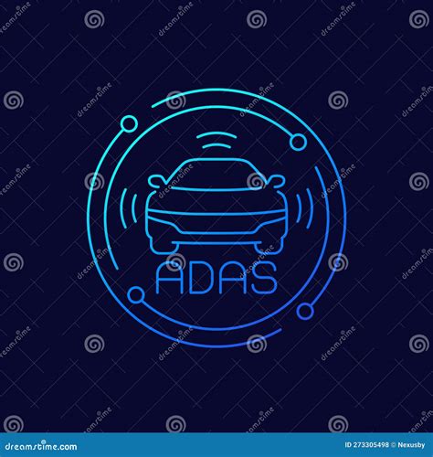 Advanced Driver Assistance System Icon Linear Stock Vector