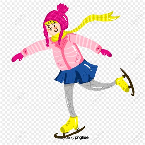 겨울 일러스트 스케이트 타는 여자레이디선의인물 Png 일러스트 무료 다운로드 Lovepik