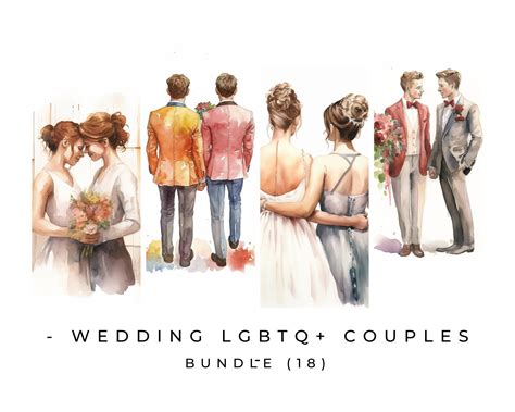 Lgbtq Wedding Same Sex Couples Clipart Bundles Invitation Etsy