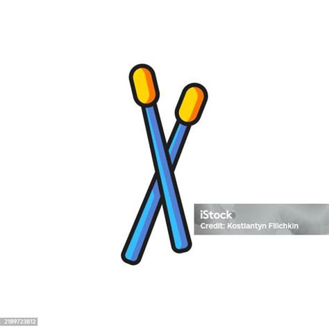 색깔 드럼 스틱 아이콘은 흰색 배경에 고립되어 있습니다 악기 그림자가 있는 평면으로 채워진 윤곽선 스타일입니다 벡터 가득 찬에 대한 스톡 벡터 아트 및 기타 이미지 Istock