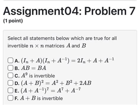 Solved Assignment04 Problem 7 1 Point Select All