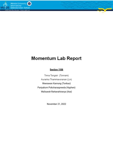 Momentum Lab Report Pdf Collision Momentum
