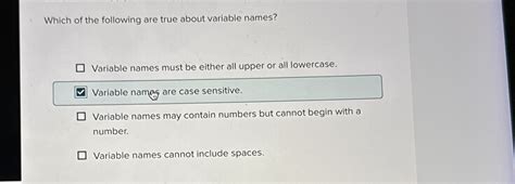 Solved Which Of The Following Are True About Variable