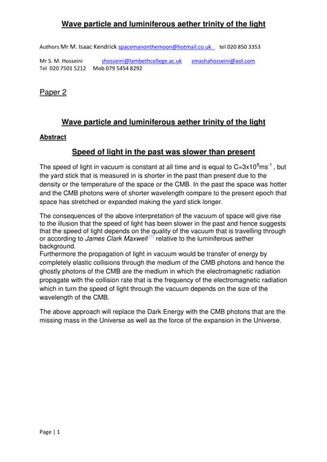 Pdf Wave Particle And Luminiferous Aether Trinity Of The Light Introduction