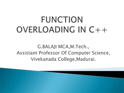 Function Overloading In C Ppt Programming Languages Computing
