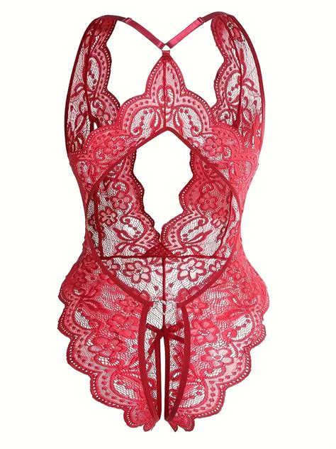 Plus Size Sexy Lingerie Bodysuit Womens Plus Floral Lace Temu