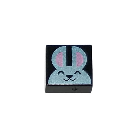 Lego Black Tile 1 X 1 With Metallic Bunny Rabbit Head With Groove 3070