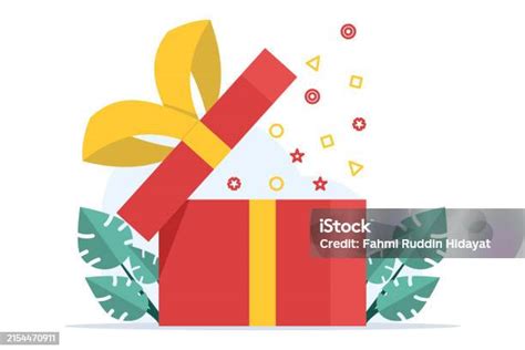 깜짝 선물 개념 선물 아이디어 개념 선물 상자 수수께끼 상자 깜짝 선물 Boxing에 대 한 래핑 된 상자 배경에 고립 된 평면 벡터 그림 0명에 대한 스톡 벡터 아트 및