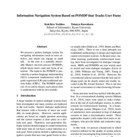 Information Navigation System Based On Pomdp That Tracks User Focus