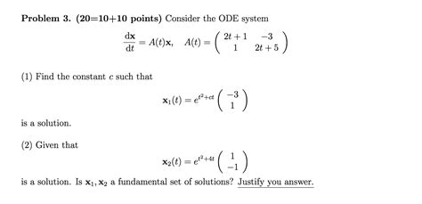 Solved Problem Points Consider The ODE System Chegg