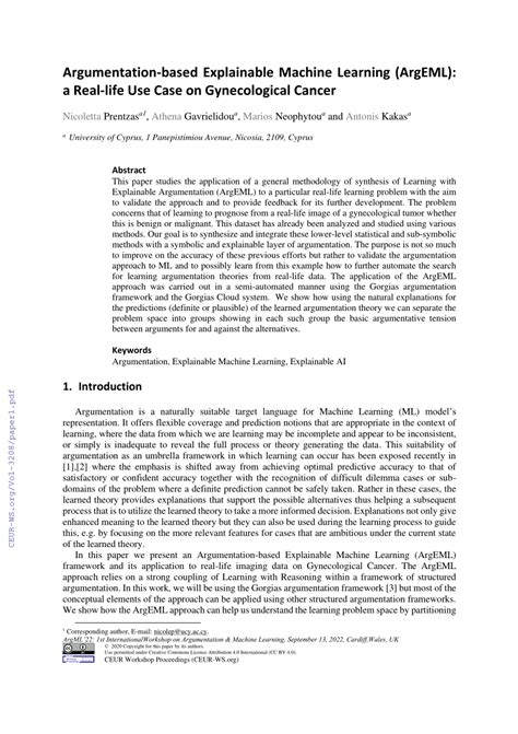 pdf argumentation based explainable machine learning argeml a real