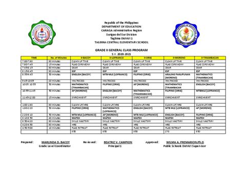 Grade 2 General Class Program Pdf Republic Philippines