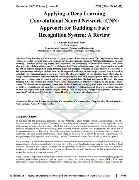 Pdf Applying A Deep Learning Convolutional Neural Network Cnn Approach For Building A Face