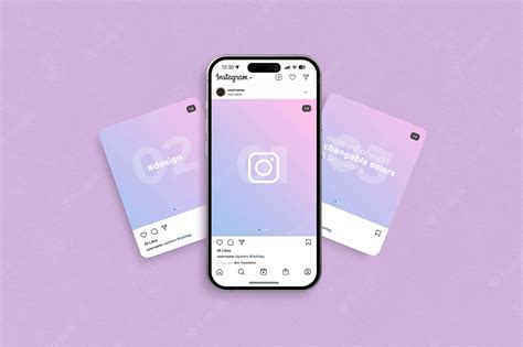 소셜 미디어 Instagram 게시물 렌더링 모형 프리미엄 Psd 파일