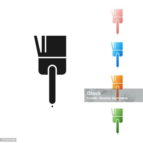 흰색 배경에 격리 된 검은 부엌 브러시 아이콘입니다 다채로운 아이콘을 설정합니다 벡터 일러스트레이션 가정 생활에 대한 스톡 벡터