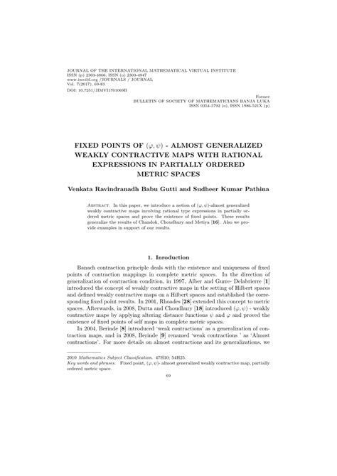 Pdf Fixed Points Of φ ψ Almost Generalized Weakly Contractive Maps